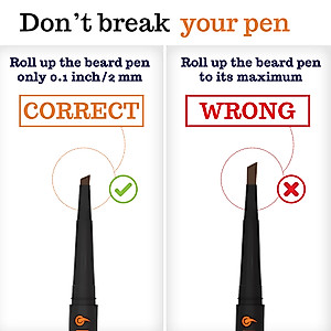 Beard Styling Pencil Kit - Medium Brown Beard Pen 4 Tip Micro-Fork and Beard Pen Filler