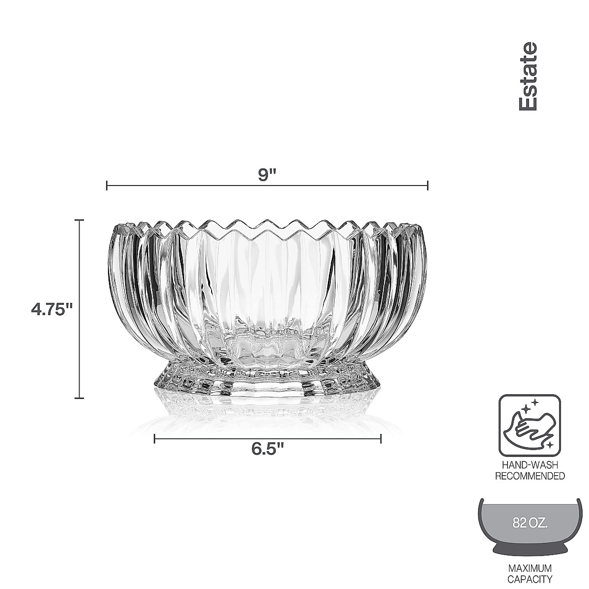 Mikasa Estate Crystal Footed Bowl, Serving Tray, Clear