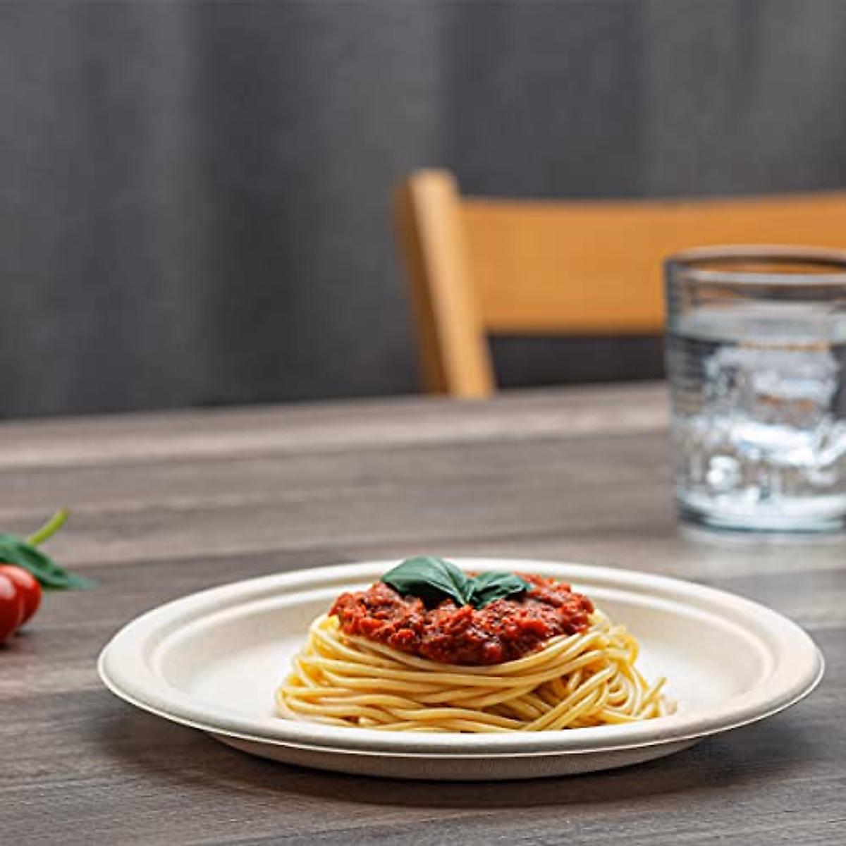 Comfy Package [Case of 500 9 Inch Paper Plates, 100% Compostable Plates Heavy-Duty - Kraft Biodegradable Plates, Disposable Sugarcane Paper Plates - Brown Unbleached