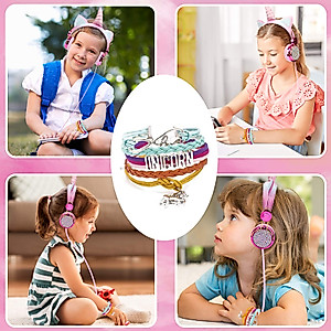 Kids Headphones, Snow Abonci Unicorn Wired Headset with Microphone Adjustable Headband, 3.5mm Jack and HD Sound Over Ear Headphones for School, Birthday, Party, Xmas, Unicorn Gifts