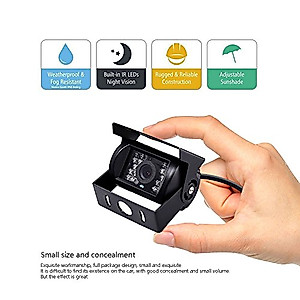 CAMECHO Bus Truck Vehicle Backup Cameras Wide View Angle IR Night Vision, Waterproof Reverse Camera with 4 Pin Aviation Connector for Bus/RV Camper/Truck/Trailer/Van(Without Guide Line)