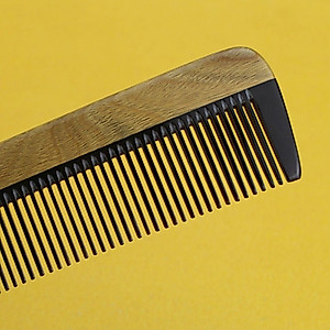 Sandalwood Wood Comb No Static Handmade Wide Tooth Comb and Fine Tooth Teasing Tail Comb Natural Buffalo Horn Teeth Comb Wooden Comb Set