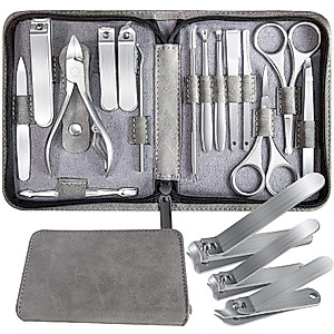 Manicure Set 15 in 1 Stainless Steel Nail Clippers Set, Nail Manicure Kit,Toenail Clippers,Pedicure Kit,Pedicure Tools,Suitable for Travel Manicure Tools,Nail Care Kit