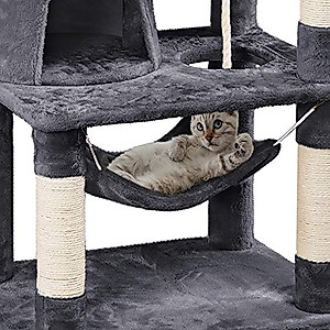 Yaheetech 62.2inches Cat Tree Cat Tower Cat Condo with Platform & Hammock, Scratching Posts for Kittens Pet Play House with Plush Perch for Indoor Activity Relaxing