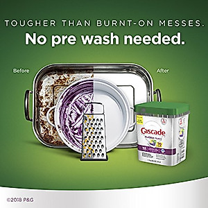 Cascade Platinum Dishwasher Pods, ActionPacs Dishwasher Detergent with Dishwasher Cleaner Action, Lemon Platinum Plus, 70 Count