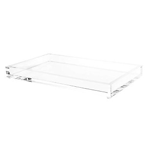 Acrylic Catchall Tray- Decorative Clear Rectangular Modern Minimalist Valet Organizer for Bedside, Bathroom or Office Storage by Lavish Home