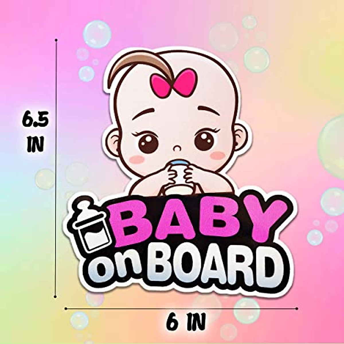 Dr.Kbder Baby On Board Sticker for Cars 2PCS, 6.5" by 6", Funny Baby Girl in Car Warning Stickers Cute Baby Accessory Stickers Sign, Baby Up in This B Sticker for Cars Bumper Car Decal