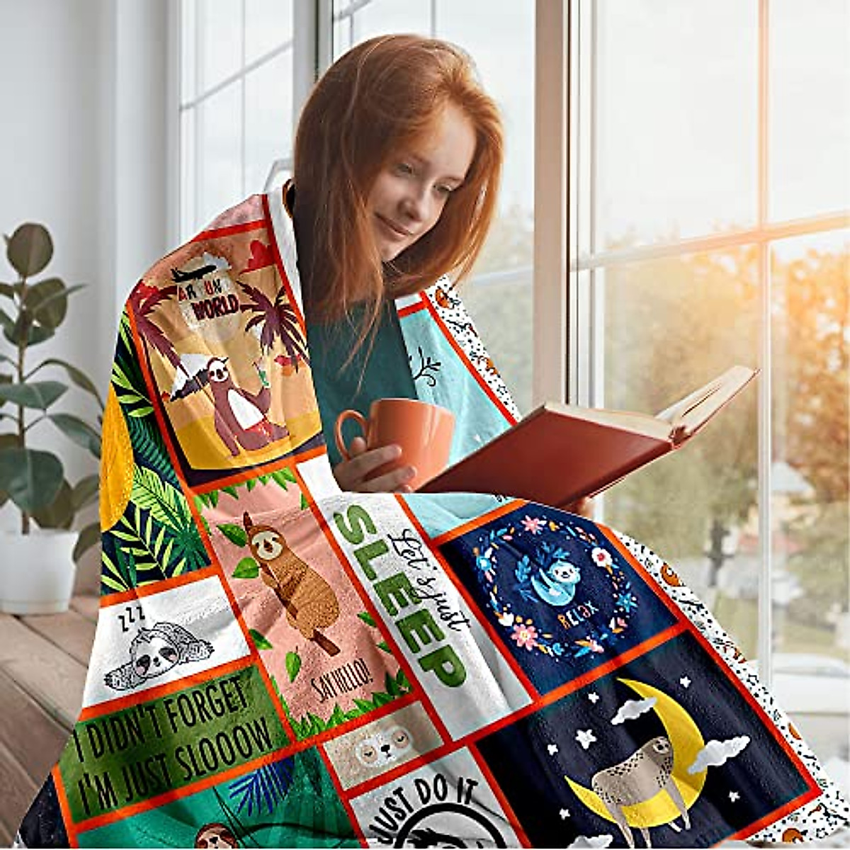 Sloth Blanket Personalization Sloth Blankets Gifts Super Soft Cozy Fluffy Blankets for Bed Sofa and Travel 60"X50"Sloth Gifts for Women