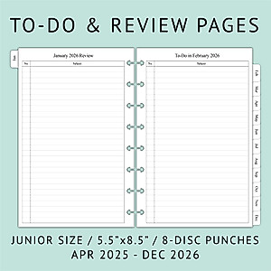 2023 Monthly Planner Refill for 8-Disc Junior Size Discbound Notebooks, Two Pages Per Month, 5-1/2" x 8-1/2"