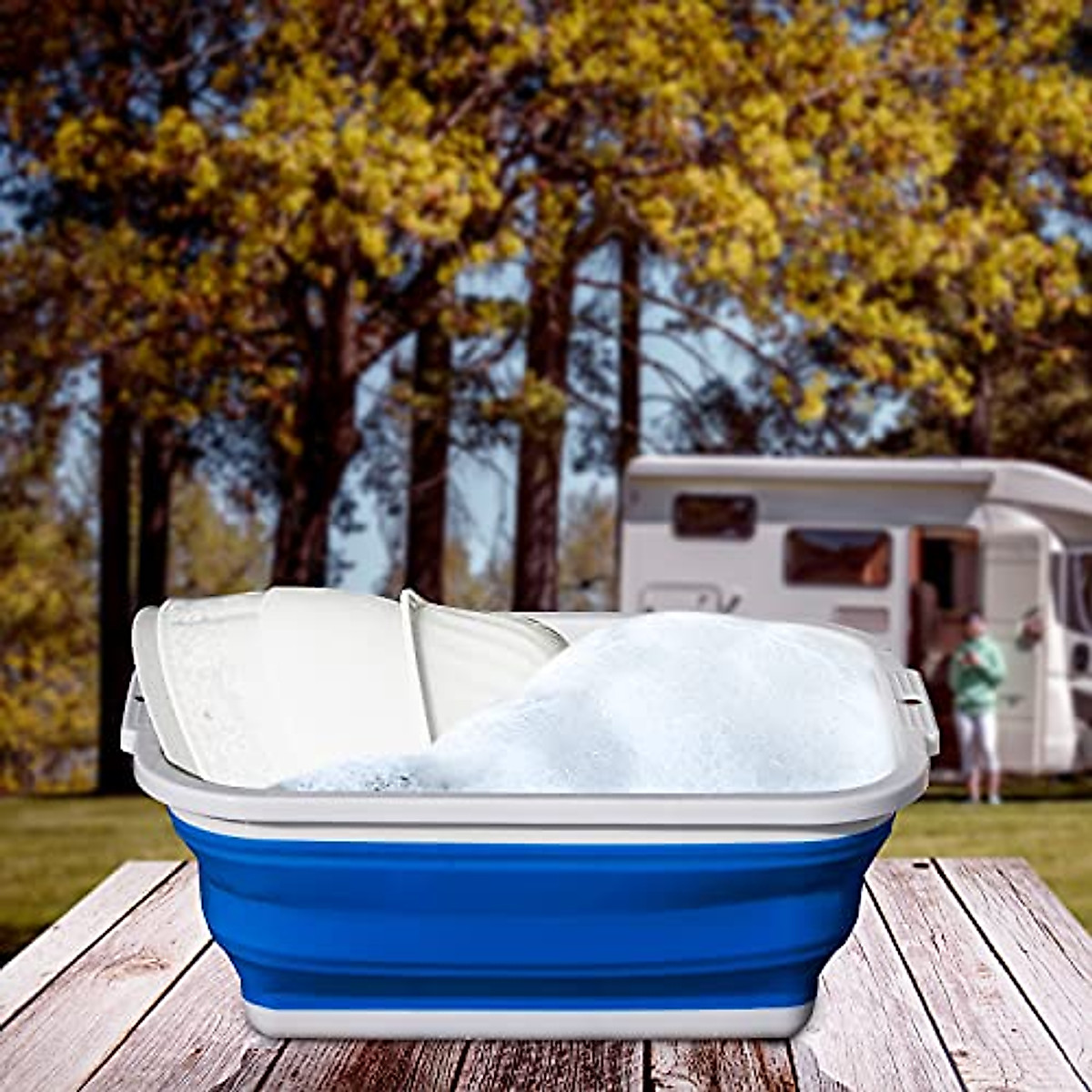 Collapsible Sink with 2.25 Gal / 8.5L, Foldable Dish Tub for Washing Dishes, Camping, Hiking and Home, Portable Washing Basin