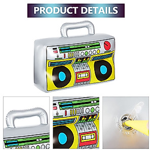 18 Pieces 80s 90s Party Decorations Rainbow Roller Skate Balloons Gold Chain Balloons Inflatable Boombox Radio Mobile Phone Balloons 4D Disco Ball Aluminum Film Balloons for Adult Hip Hop Themed Decor