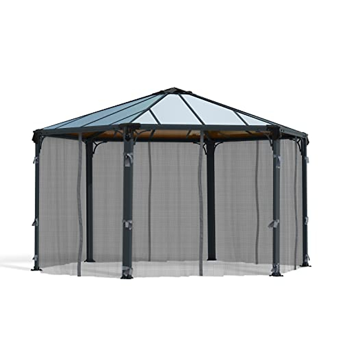 Palram - Canopia Roma/Monaco Garden Gazebo Netting Set Gray - 6 Pieces
