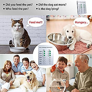 YARKOR Dog Feeding Reminder Magnetic Reminder Sticker,AM/PM Daily Indication Chart Feed Your Pets,Fridge Magnets and Double Sided Tape - Prevent Overfeeding or Obesity (Sliver)