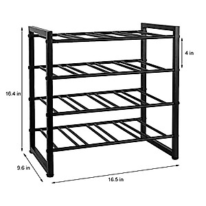 Wine Rack Freestanding 16 Bottle 4 Tier Display Storage Wine Rack for Countertop Cabinet Wine Holder Wine Shelf for Kitchen, Bar, Pantry, Wine Cellar, Basement (Metal)