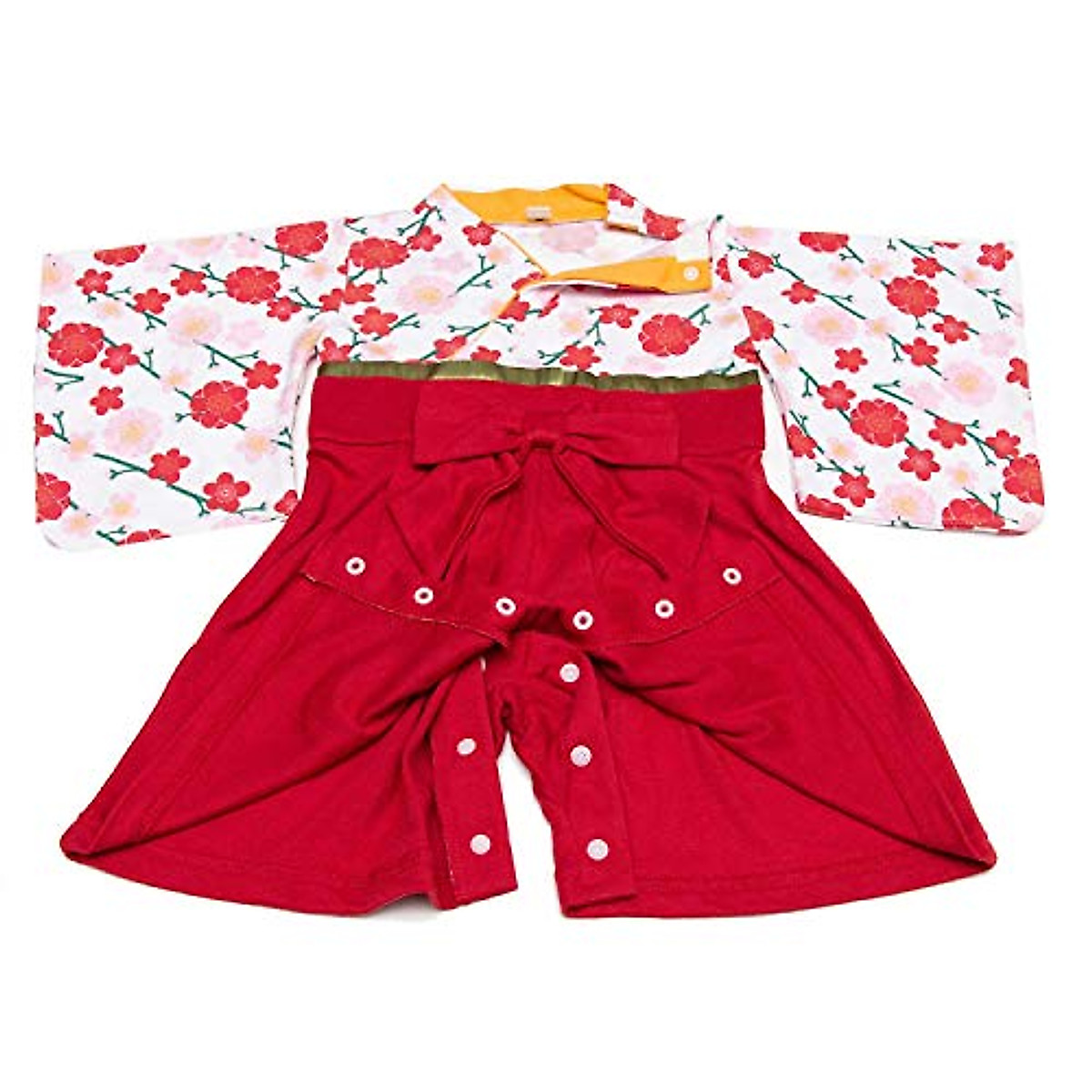 KYOETSU Baby Girls Kimono Rompers Hakama Coverall (3M(Japanese Size 60), Plum Off-White)