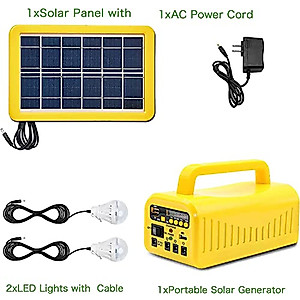 Portable Power Station - Soyond Battery Generator with Solar Generator (Solar Panel Included) 8000mAh Battery 2 LED Bulbs Fm Radio for Outdoors Camping Travel Emergency
