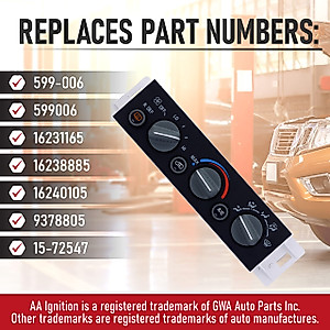 AC Heater Climate Control Panel with Rear Defogger - Compatible with Chevy, Cadillac and GMC - Escalade, C1500, C2500 Suburban, C3500HD, K1500, K2500, Tahoe, Yukon - Replaces 9378805, 16231165