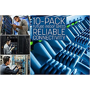 Intellinet Slim Cat8 Ethernet Network Patch Cable – 10-Pack - 40Gbps & 2000MHz, Snagless Boot, 30AWG Pure Bare Copper Wire, Gold-Plated Contacts, Lifetime Mfg Warranty – 1.5ft, 10 Pack, Blue