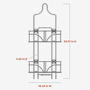 Zenna Home, Chrome Expandable Over-The-Shower Caddy