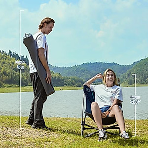 TIMBER RIDGE Lightweight Folding Camping Chair for Adults, Stable Low Seat Beach Chairs with Carry Bag, Portable High Back Chair for Outdoor Camp Sand Lawn Concert Travel Picnic, Supports 300Lbs Grey