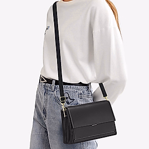 Lystaii Purse Straps Replacement Adjustable Leather Shoulder Purse Straps Replacement for Little Pouch Crossbody Shoulder Bags Black/Gold 51 Inch Long (0.5 Inch Wide)