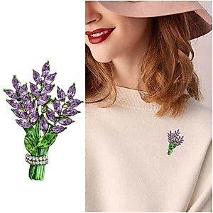 Purple Lavender Flower Brooch Pins Crystal Rhinestones Elegant Accessories Jewelry Women's Brooches and Pins Fashion Jewelry Wedding Floral Lapel Pins