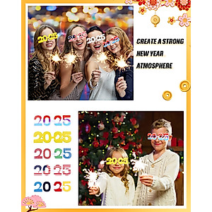 Riceshoot 10 Pairs 2025 New Years Eyeglasses 2025 Graduation Glasses 2025 New Years Eve Party Favors Supplies Glitter Number Glasses 2025 Props Eyeglasses for New Years Graduation Party