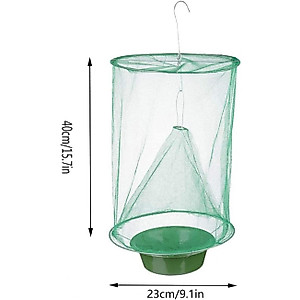 2/8 Set Ranch Fly 𝐓𝐫ap - Reusable Fly 𝐓𝐫ap with 𝐁𝐚it Tray Upgraded Fly 𝐂𝐚𝐭cher Cage Effective Fly Bag for Indoor Outdoor Hanging Family Farms,Stable,Garden,Orchard,Park,Restaurants (2Set)