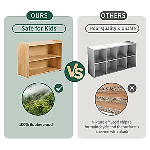 SHINITOY Kids' Bookcases 2 Section Montessori Shelf, Book Shelf for Kids Rooms, Montessori Shelf for Toys, Montessori Toy Storage, Montessori Toy Shelf, Book Shelf for Nursery