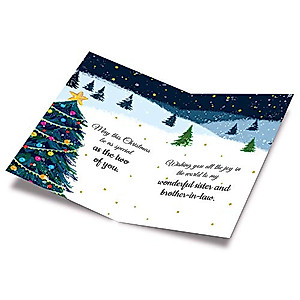 Christmas Card Sister and Brother In Law (Husband), Prime Greetings, Made in America, Eco-Friendly, Thick Card Stock with Premium Envelope 5in x 7.75in, Packaged in Protective Mailer