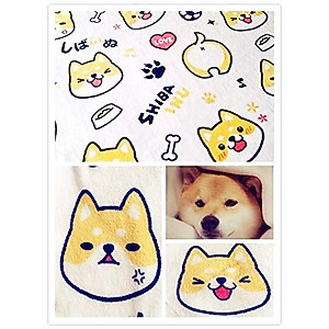 Flannel Fleece Throw Blanket, Cute Shiba Inu Micro Fleece Soft Blanket Throw Blanket