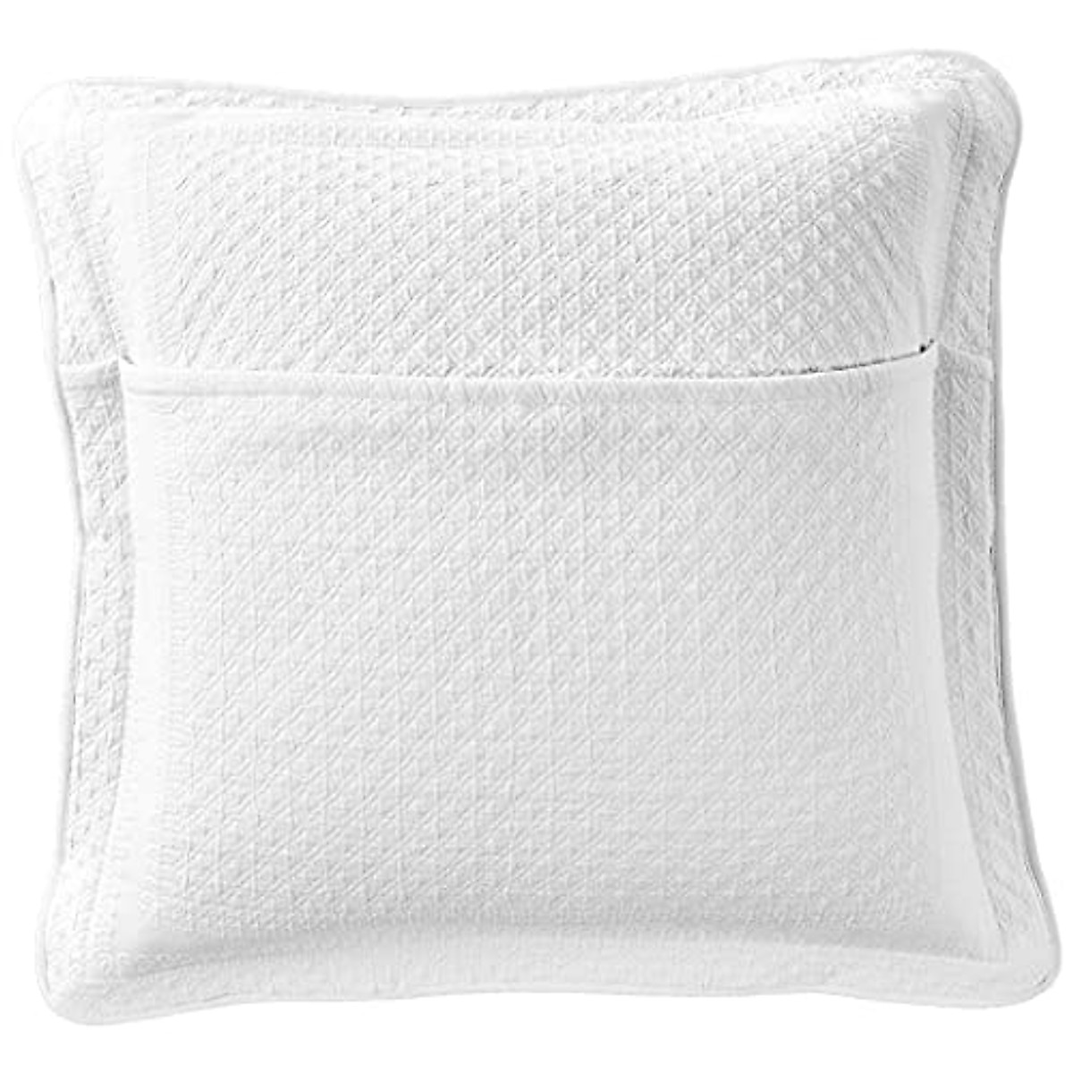 HISTORIC CHARLESTON King Charles Classic European Matelasse Cotton Decorative Pillow Case, Euro Sham (26" x 26"), White