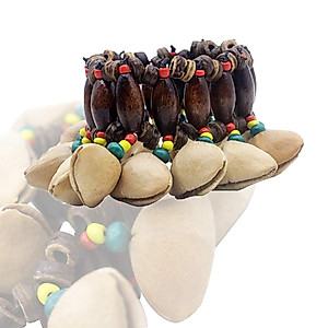 Mowind 2PCS African Tribal Style Nuts Shell Bracelet Dora Nut Handbell Percussion Accessories