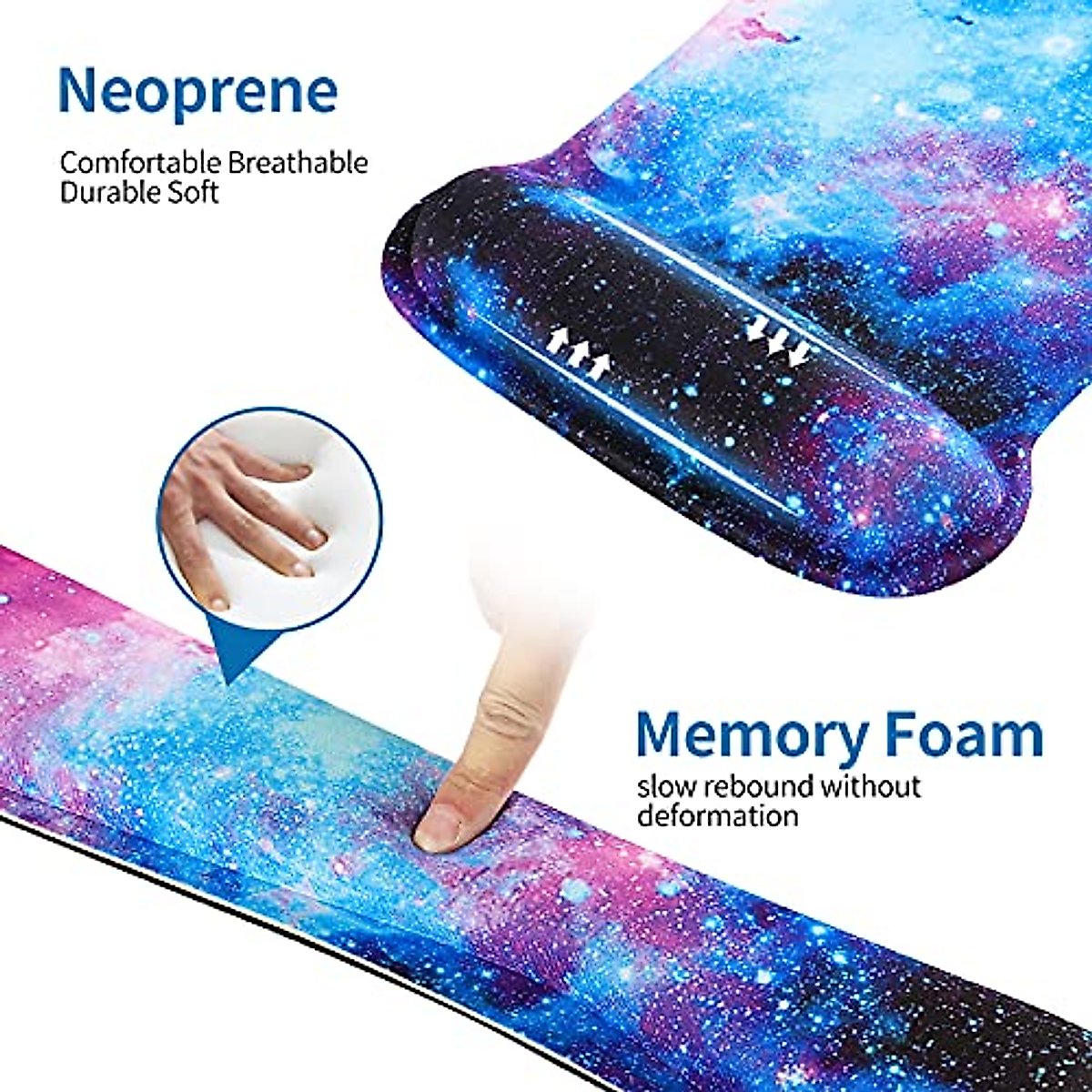 RICHEN Keyboard Wrist Rest Pad and Mouse Wrist Rest Support Mouse Pad Set,Durable & Comfortable & Lightweight for Easy Typing & Pain Relief-Ergonomic Support (Galaxy)
