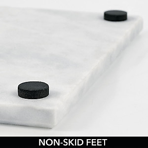 mDesign Small Slab Stone Kitchen Countertop Pastry Cutting Board, Serving Tray for Bread, Breakfast, Snacks, Cheese, Pizza, Appetizers - Use for Chopping, Cooking, Baking, Cooling - Marble