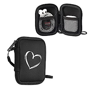 kwmobile Neoprene Case Compatible with in-Ear Headphones - 2.3 x 3.5 inches (6 x 9 cm) Case with Zip - Brushed Heart