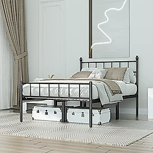 UYUK Full Size Metal Platform Bed Frame with Headboard, Non-Slip Without Noise, Heavy Duty Easy Assembly