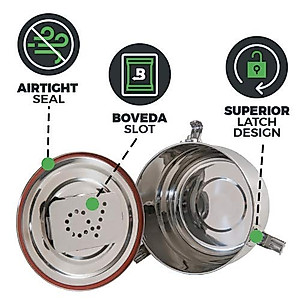 CVault 4 Liter Airtight Humidor Storage Container for Herbs, Weed, Spices, Food - Stainless Steel Harvest Container w/ Humidity Pack