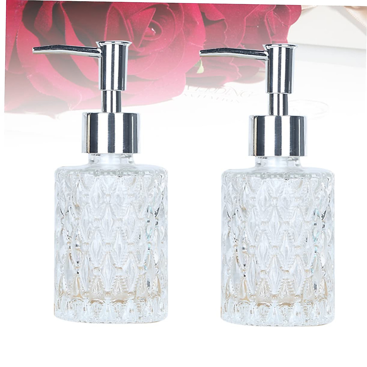 STAHAD 6 Pcs Glass Cosmetics Bottles Refillable Wash Hand Liquid Bottle Glass Lotion Bottle Glass Pump Bottle Empty Pump Dispenser Glass Dispenser Foam Soap Dispenser Travel Shampoo Clean