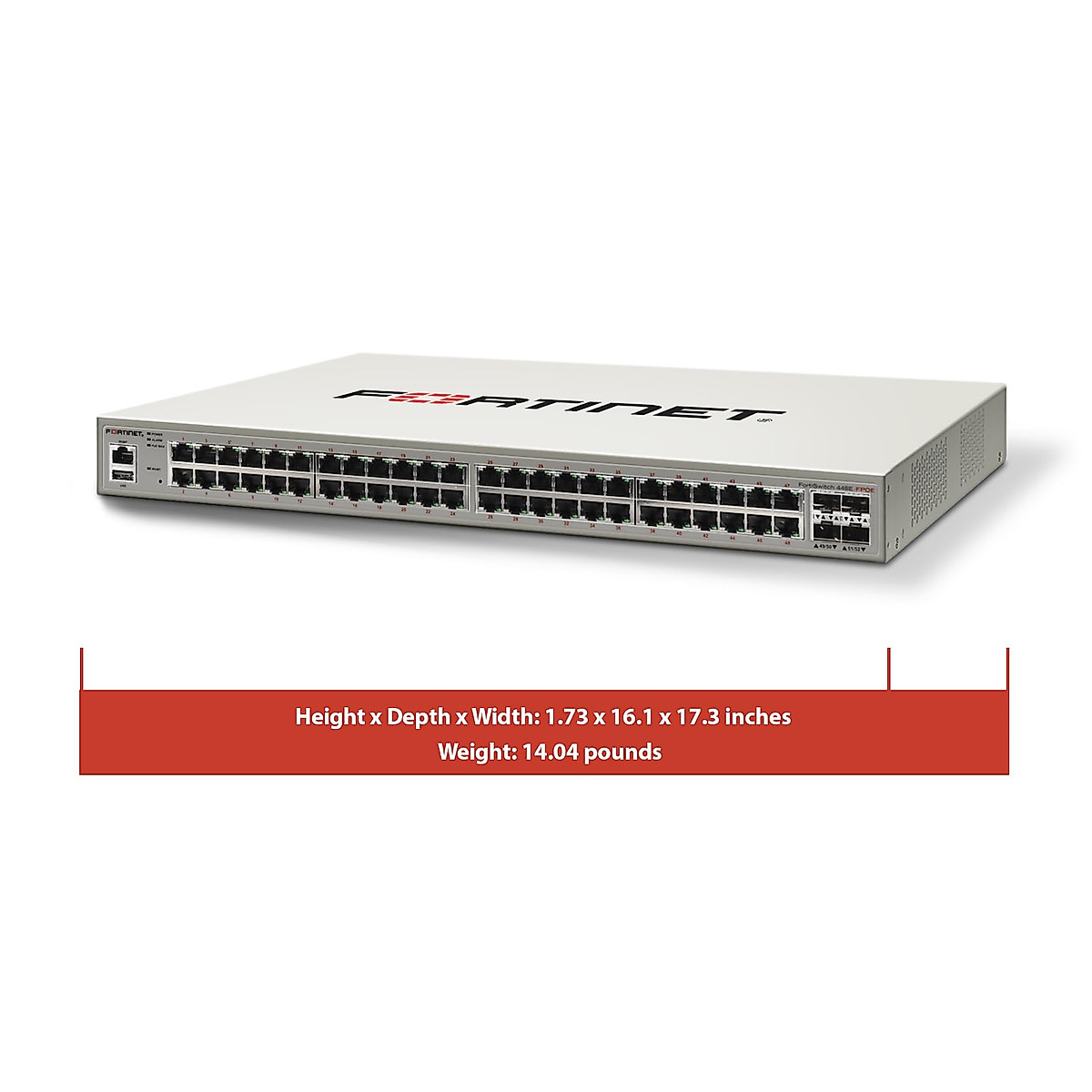 FORTINET INC. Fortinet FS 448E FPOE Ethernet Switch 48 Ports 3 Layer Supported Modular Twisted Pair, Optical Fiber Rack mountable