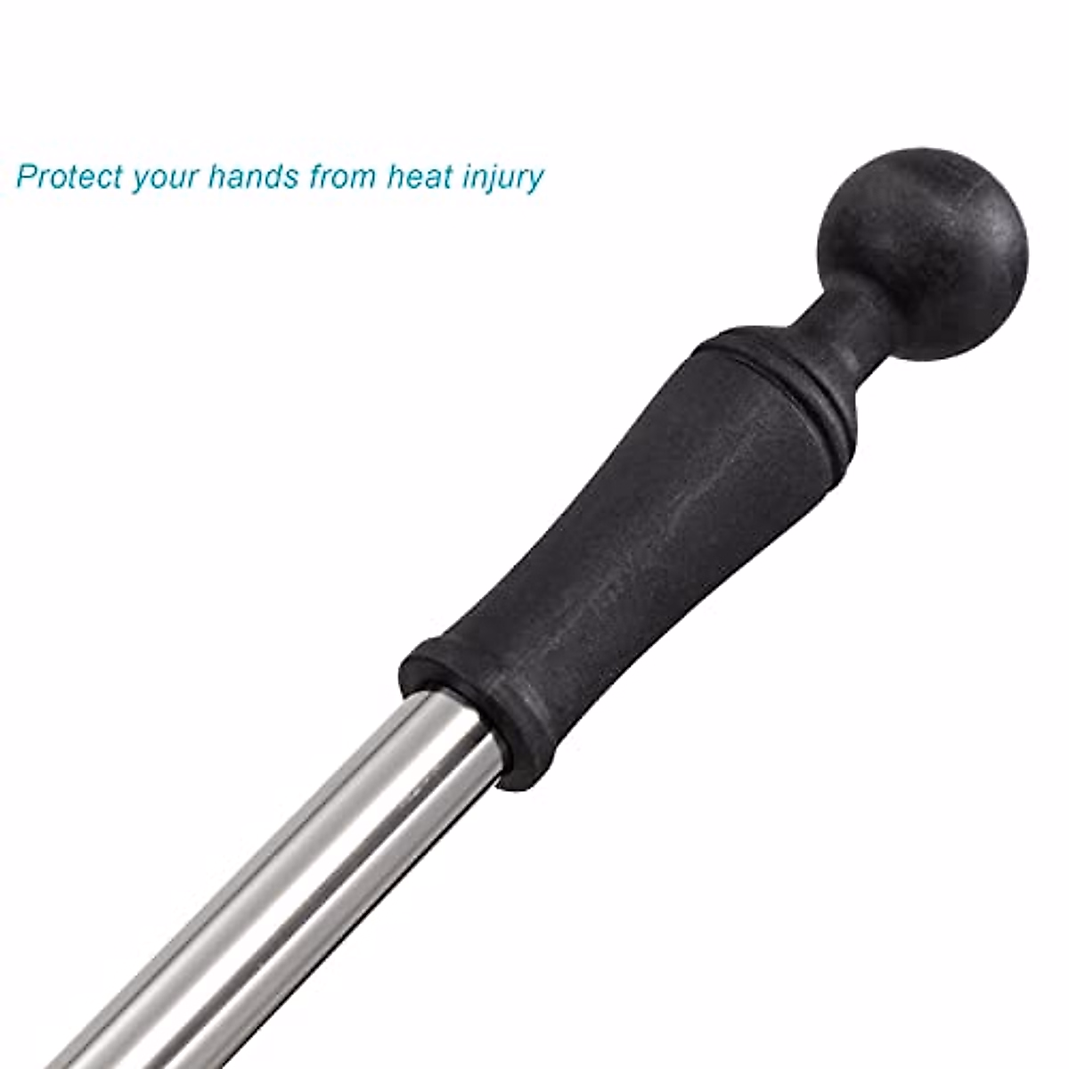 46” Long Fireplace Shovel - Extra Strength Wrought Iron - Ash Shovel for Wood Stove, Grill or fire Pit - Long Design for Keeping Hands from Heat of fire - Indoor/Outdoor use(Silver)