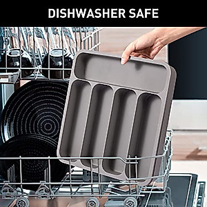 Greenual Expandable Silverware Organizer for Large Utensil Silverware Tray for Drawer Utensil Organizer Cutlery Flatware Organizer for Kitchen Plastic