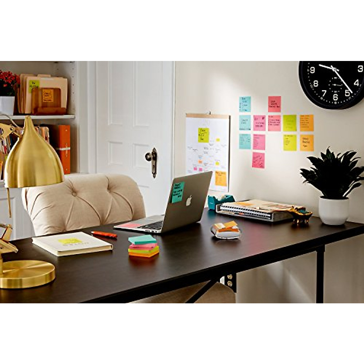 Post-it Super Sticky Notes, 3x3 in, 15 Pads, 2x the Sticking Power, Assorted Bright Colors, Recyclable(654-5SSAN)