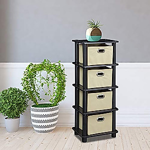 Furinno LACi 4-Bins System Rack, 11.3(W) x 28.8(H) Inch, Espresso/Black & Turn-N-Tube Accent Decorative Shelf, Espresso/Black