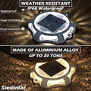 SIEDiNLAR Solar Deck Lights Outdoor 2 Modes LED Dock Driveway Markers Light Solar Powered Waterproof for Step Ground Walkway Stair Pathway Yard Garden Road 4 Pack (Cool White/Warm White)