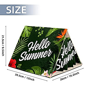 Y-DSIWX Guinea Pig Hideout Cozy Hamster House Cave for Bunny Chinchilla Hedgehog Small Animal Hello Summer Tropical Palm Leaf