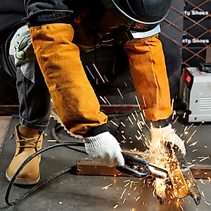 Benozit 18inch Leather Welding Sleeves for Men&Women, Heat & Flame Resistant Arm Protection, Heavy Duty Work Arm Guard, Puncture Resistant Sleeves for Garden