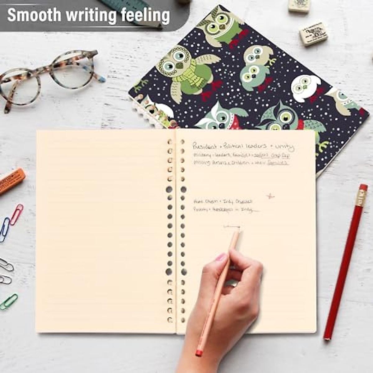 SPRIPORT Christmas Night Owls Spiral Journal Notebook for Women Men A5 Memo Notepad Sketchbook with Durable Hardcover & 60 Pages Diary Spiral Book for Journaling Boys Grils Study Notes Work School