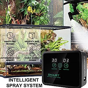 Reptile Fogger Automatic Reptile Mister Fogger for Terrarium, Reptile Humidifiers with Timer Amphibians Intelligent Humidifier with 360°Adjustable Misting Nozzles for Chameleon/Lizard/Snake/Turtle etc