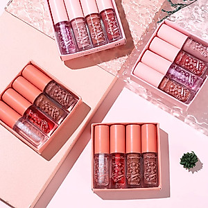 YIBABY 8 Colors Tinted Lip Gloss Set Hydrating Lip Glow Oil Plumping Lip Moisturizing Transparent Lip Care Oil Shiny Jelly Lip Gloss for Women and Girls (A)